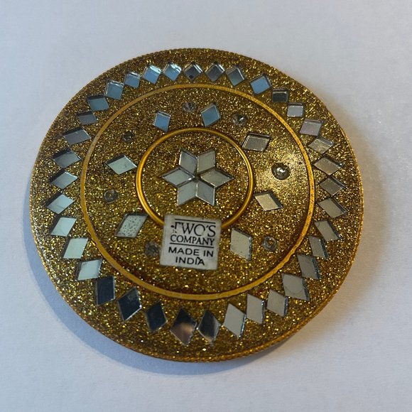 Jewelry | Vintage Hand Held Gold Tone Compact Mirror Twos Company India ...